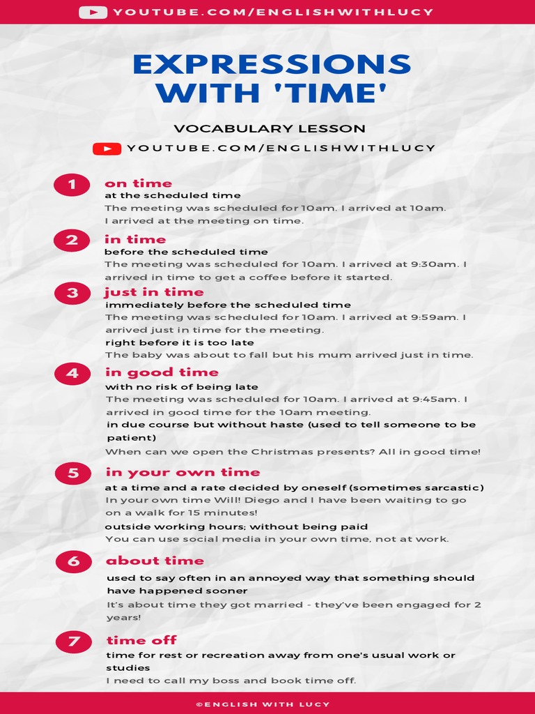 Time Expressions Vocabulary Guide | PDF