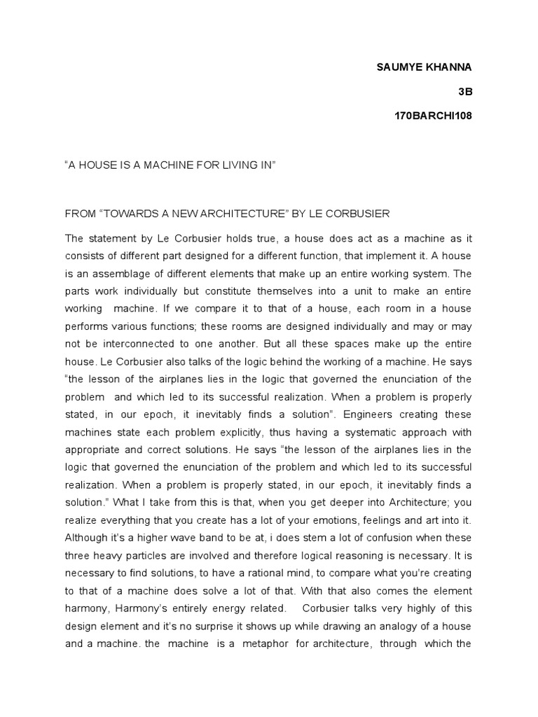 The House Is A Machine For Living in | PDF | Idea | Machines