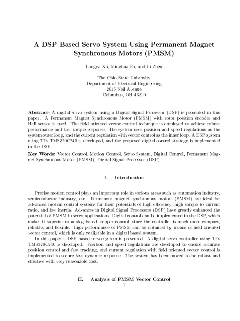 PMSM DSP Control System | PDF | Digital Signal Processing | Control Theory