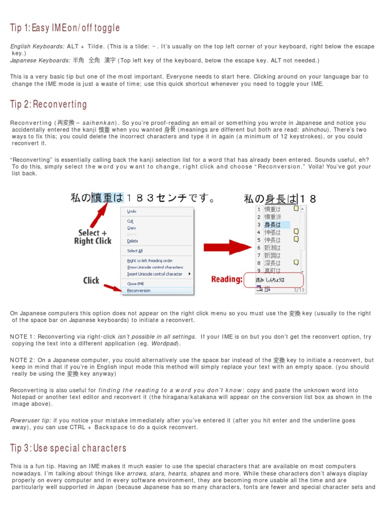 Tip 1: Easy IME On/off Toggle | PDF | Text | Writing