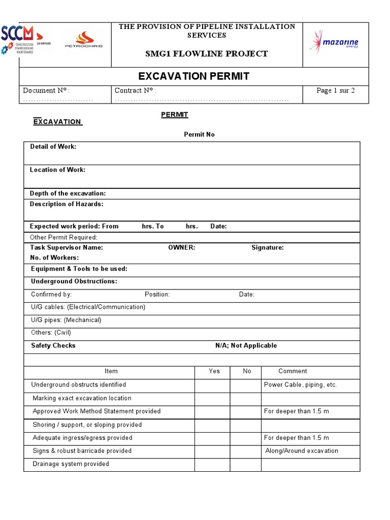 Excavation Permit: Smg1 Flowline Project | PDF | Nature