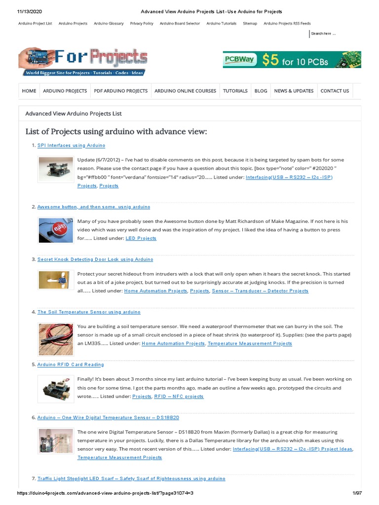 Advanced View Arduino Projects List - Use Arduino For Projects ...