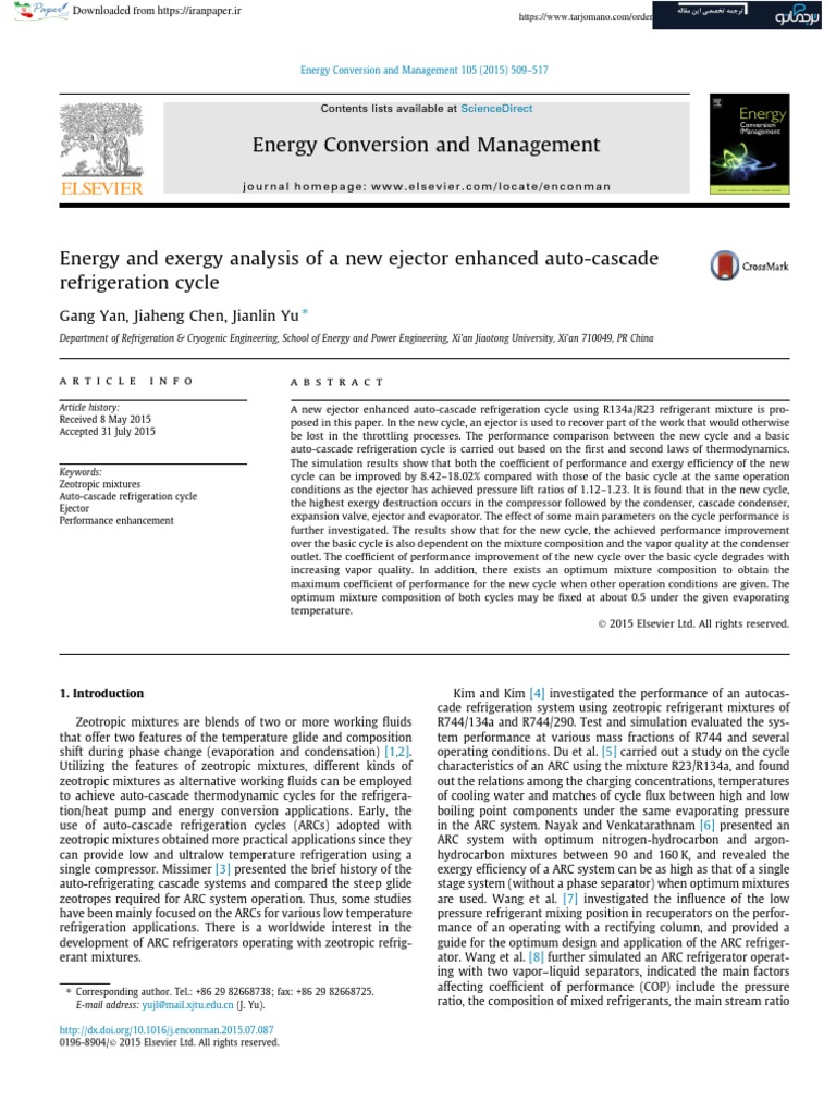Energy and Exergy Analysis of A New Ejector PDF | PDF | Exergy ...