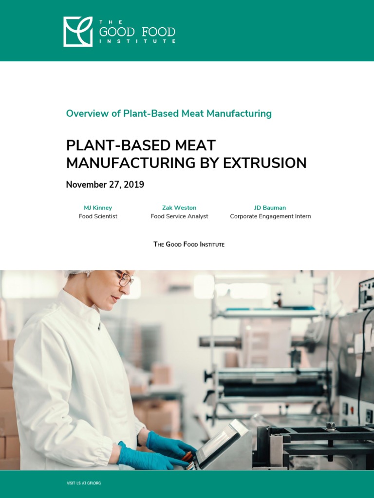 Plant Based Meat Manufacturing Guide - GFI | PDF | Shelf Life | Cooking
