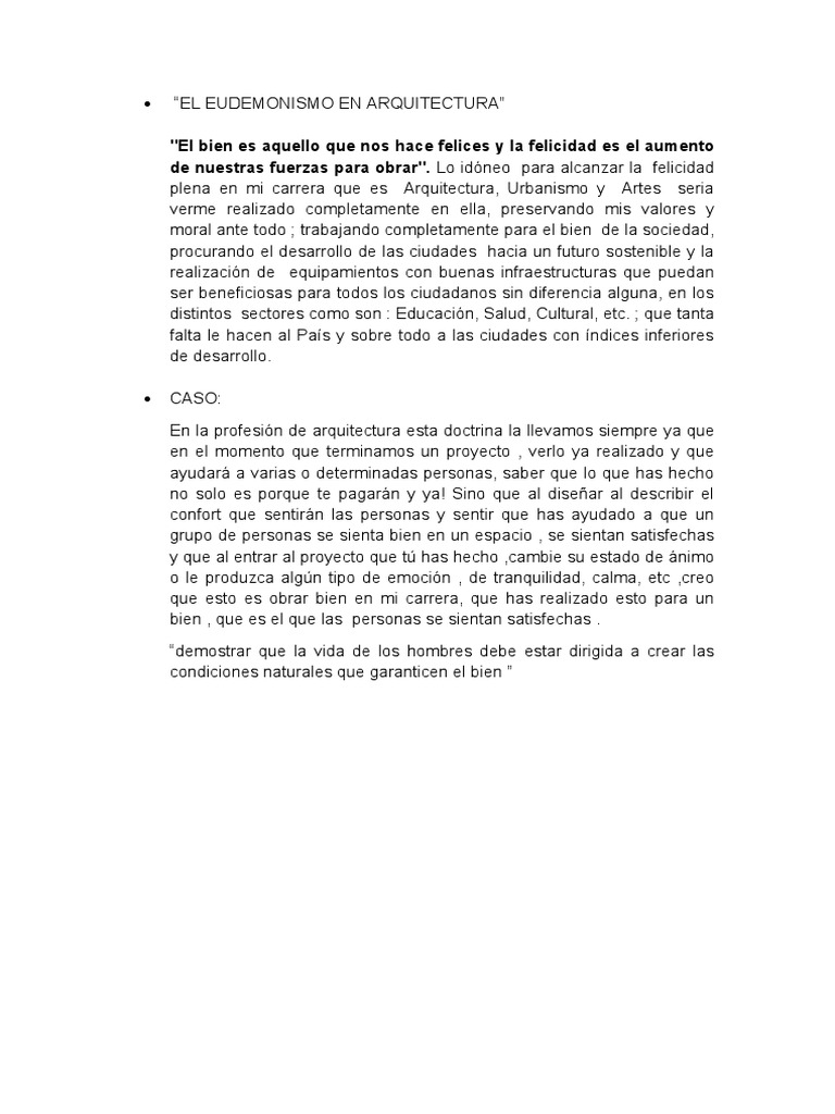 El Eudemonismo en Arquitectura | PDF