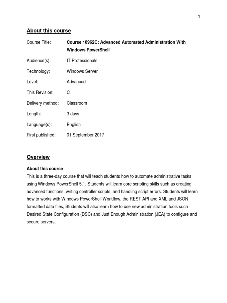 0962cadvanced Automated Administration With Windows Powershell Pdf Scripting Language 