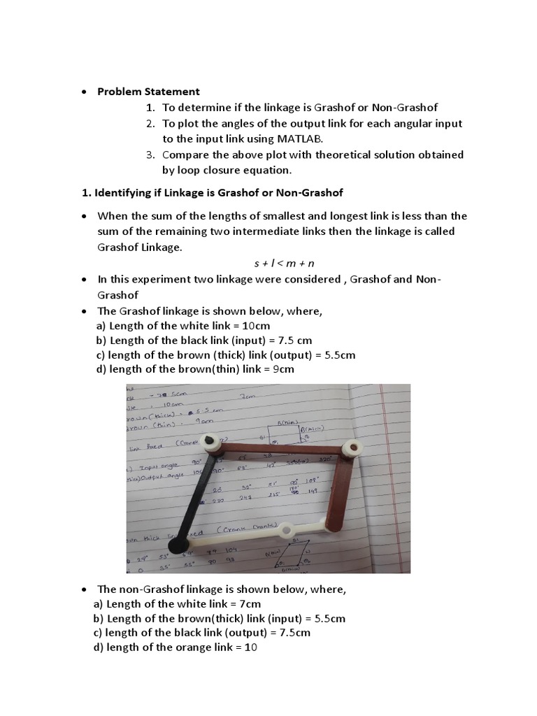 Grashof vs Non-Grashof Linkage Analysis | PDF