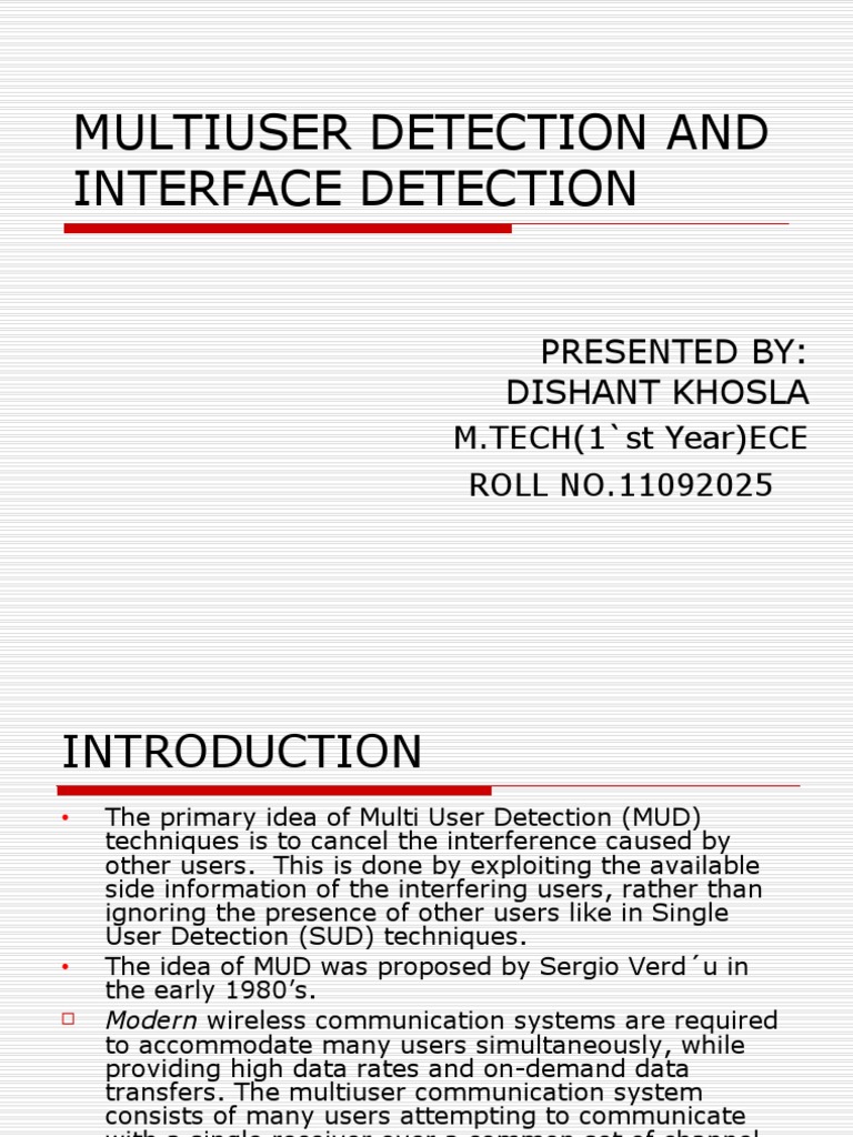 Multiuser Detection and Interface Detection: Presented By: Dishant Khosla | PDF | Channel Access ...