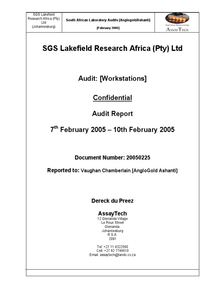 S.A. Audits Final Report (Workstations Lakefield SGS) | Download Free ...