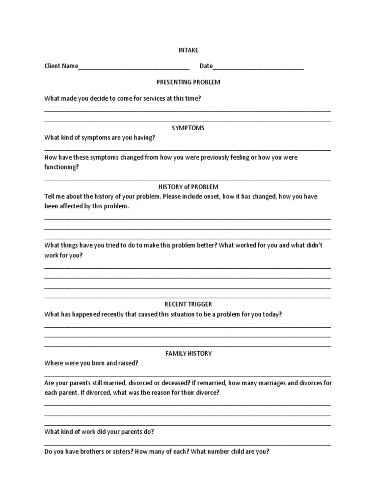 Intake and Assessment Form | PDF | Domestic Violence | Substance Abuse