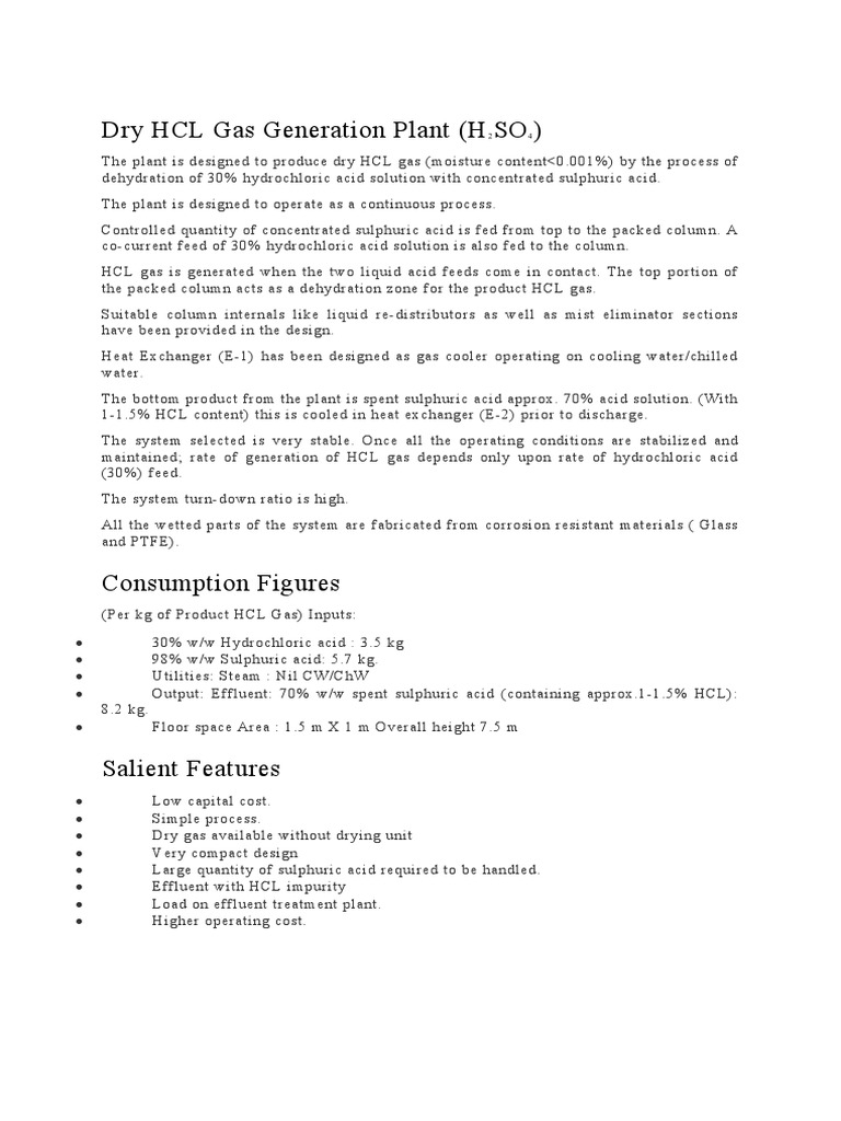 Dry HCL Gas Generation Plant (H2SO4) | PDF