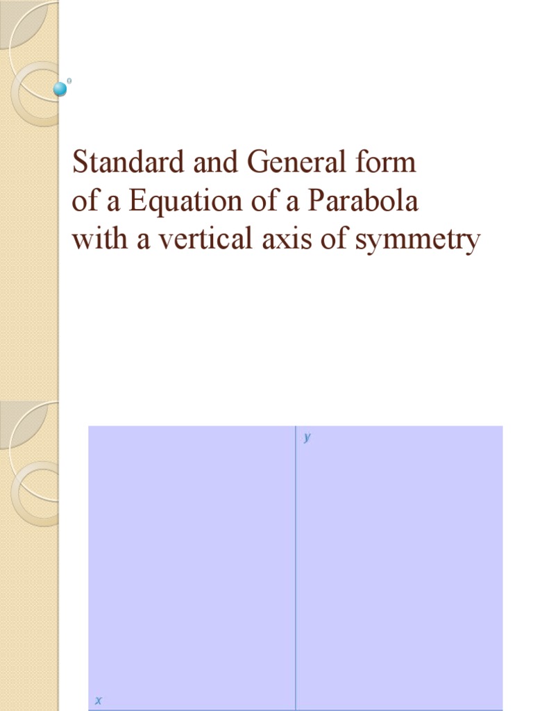 Standard and General Form of A Equation of A Parabola With A Vertical ...