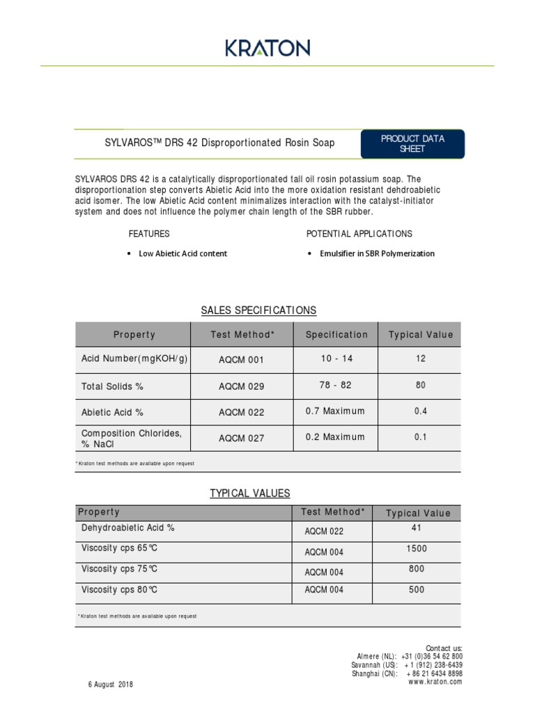 SYLVAROS™ DRS 42 Disproportionated Rosin Soap: Property Test Method ...
