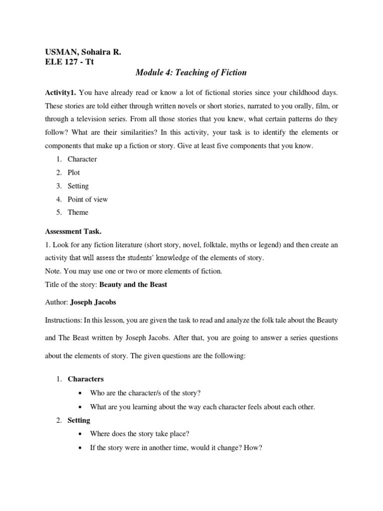 Analyzing Fiction Elements in Literature | PDF | Narration | Narrative