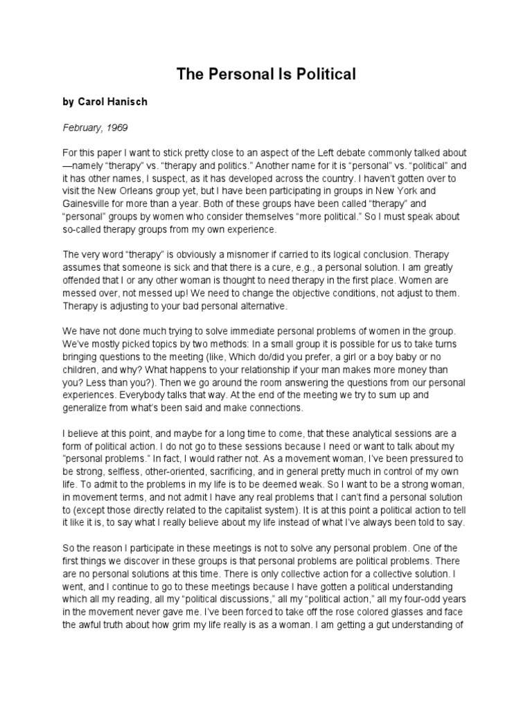 The Personal vs. Political Debate | PDF | Reason | Philosophical Theories