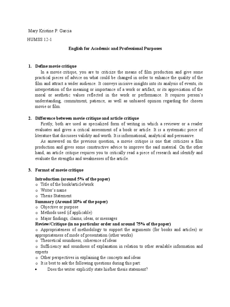 EAPP Assignment | PDF | Critique | Argument