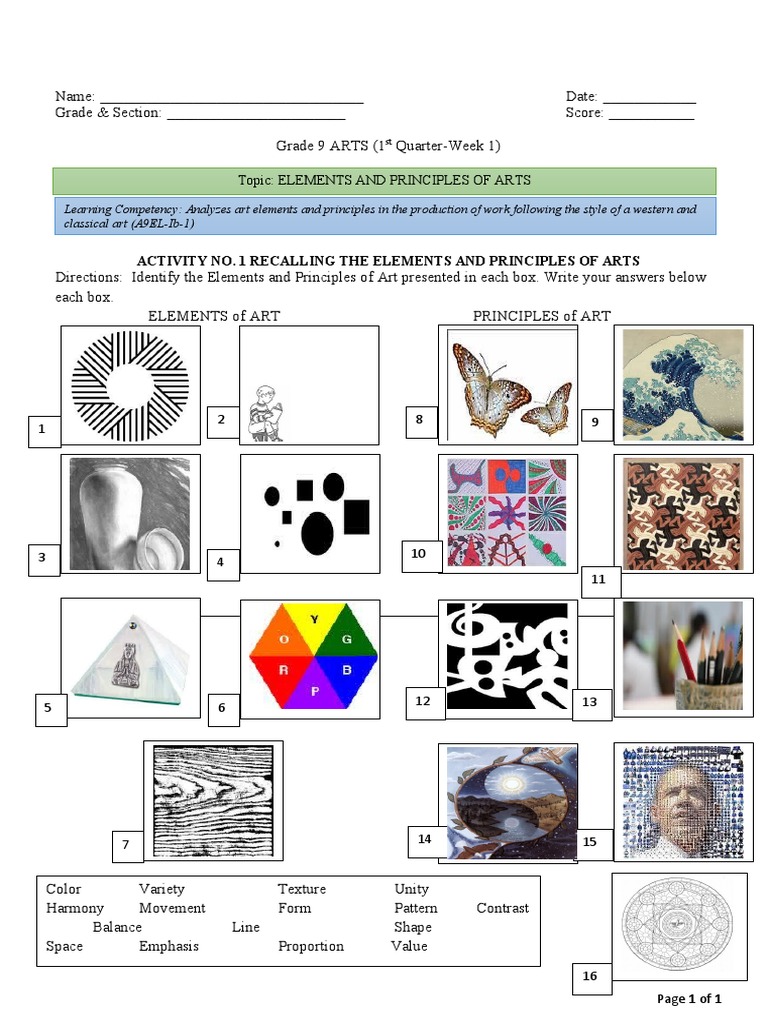ARTS Week 1 Worksheet | PDF