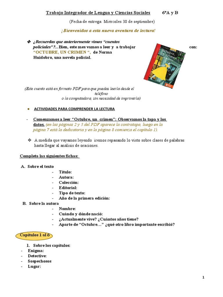 Actividades sobre "Octubre, un crimen" | PDF | Narrativa | Idiomas