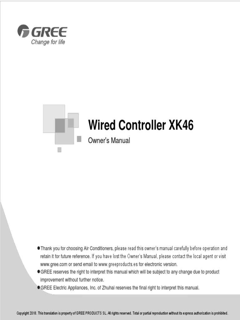 Gree Wired Controller GMV5 - AIRE | PDF | Manufactured Goods ...