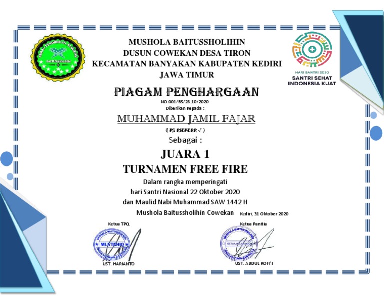 Piagam Free Fire | PDF
