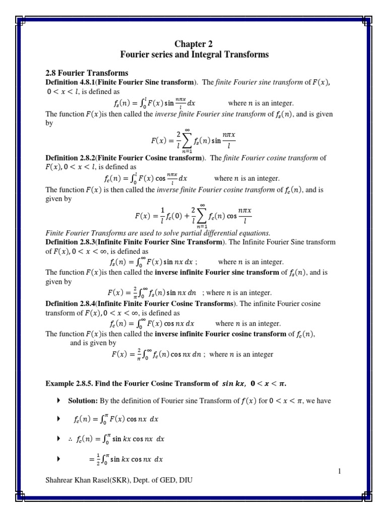 Fourier Series & Transforms Guide | PDF | Fourier Transform | Trigonometric Functions