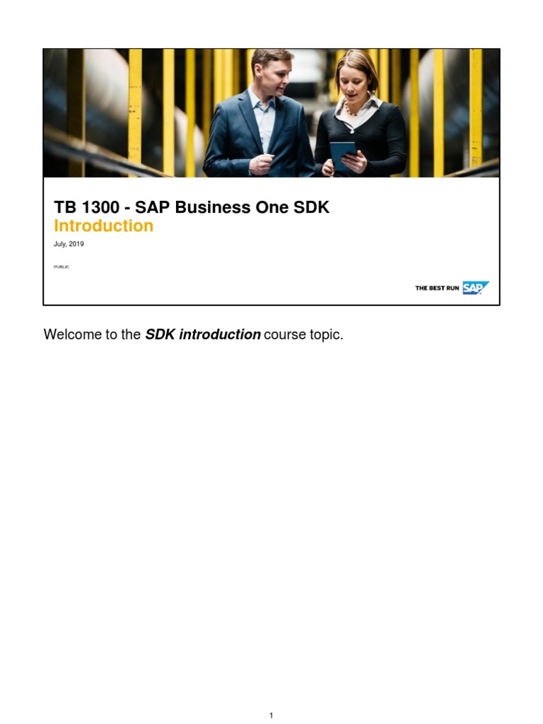 TB 1300 - SAP Business One SDK: Welcome To The SDK Introduction Course Topic | PDF | Microsoft ...