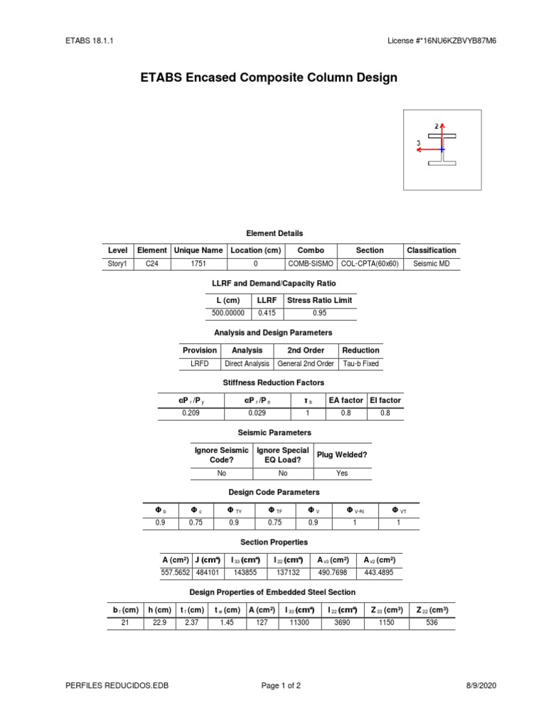 ETABS Encased Composite Column Design: ETABS 18.1.1 License ...