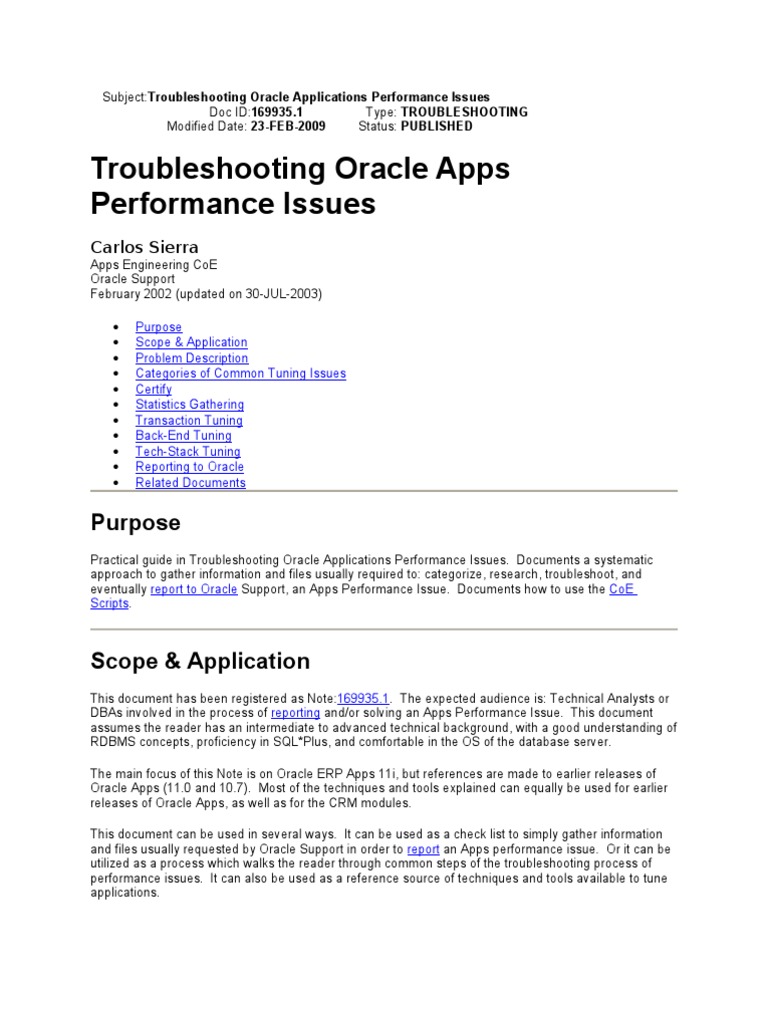 Troubleshooting Oracle Apps Performance Issues | PDF | Oracle Database | Database Index