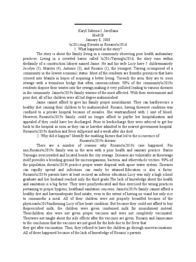 (06-06-12) Reaction Paper in COmmed | PDF | Sanitation | Hygiene