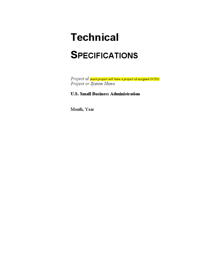 Technical S: Pecifications | PDF | System | Specification (Technical Standard)