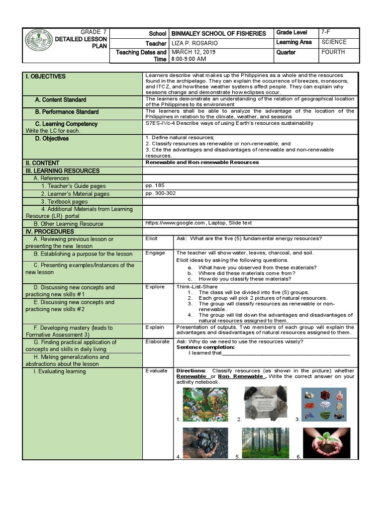 Renewable and Non-Renewable Resources | PDF | Resource | Learning