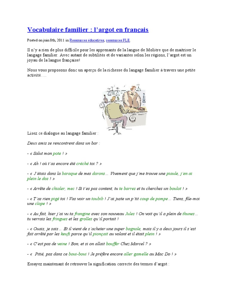 L'argot Francais | PDF