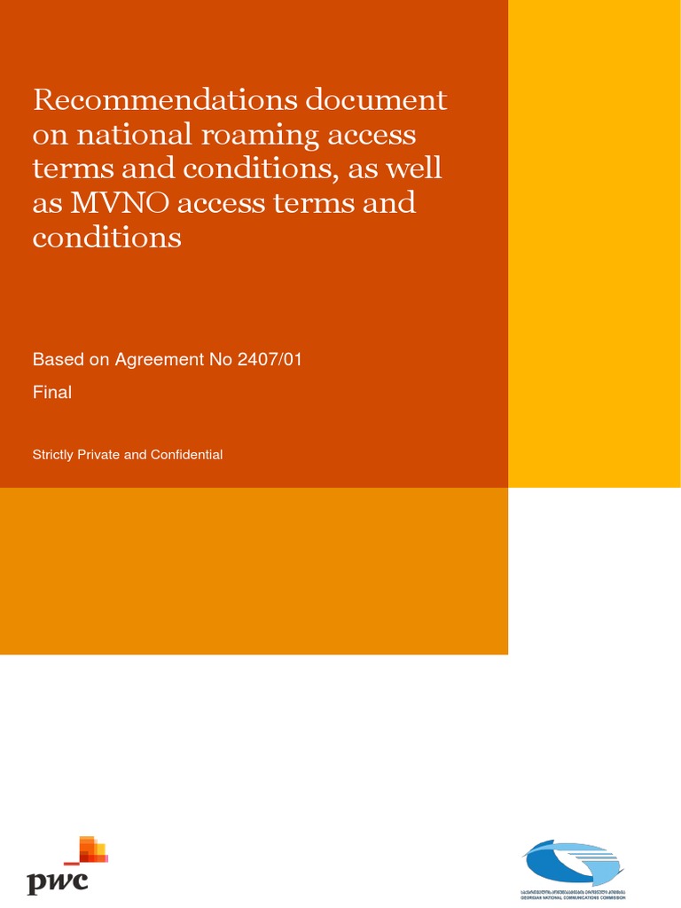 Recommendations Document On National Roaming Access Terms and ...