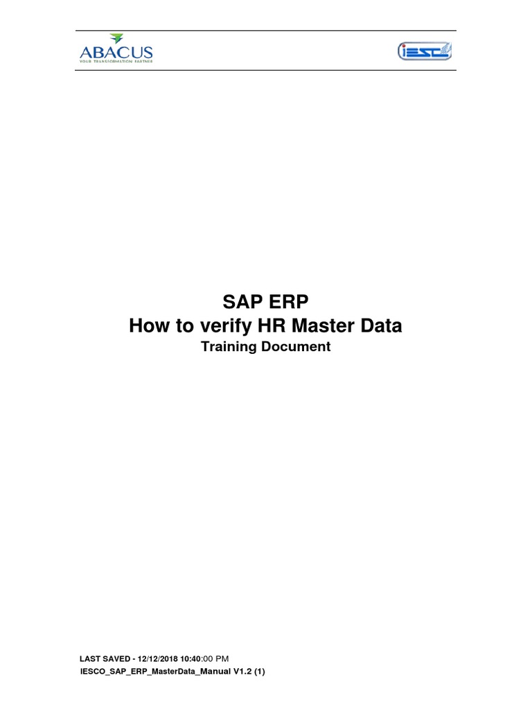 Sap Erp How To Verify HR Master Data: Training Document | PDF | Button ...