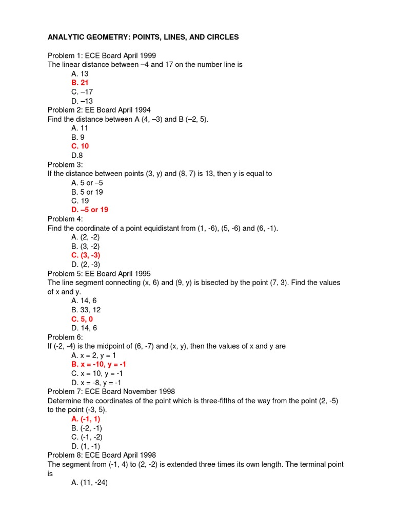 Analytic Geometry: Points, Lines, and Circles | PDF | Ellipse ...