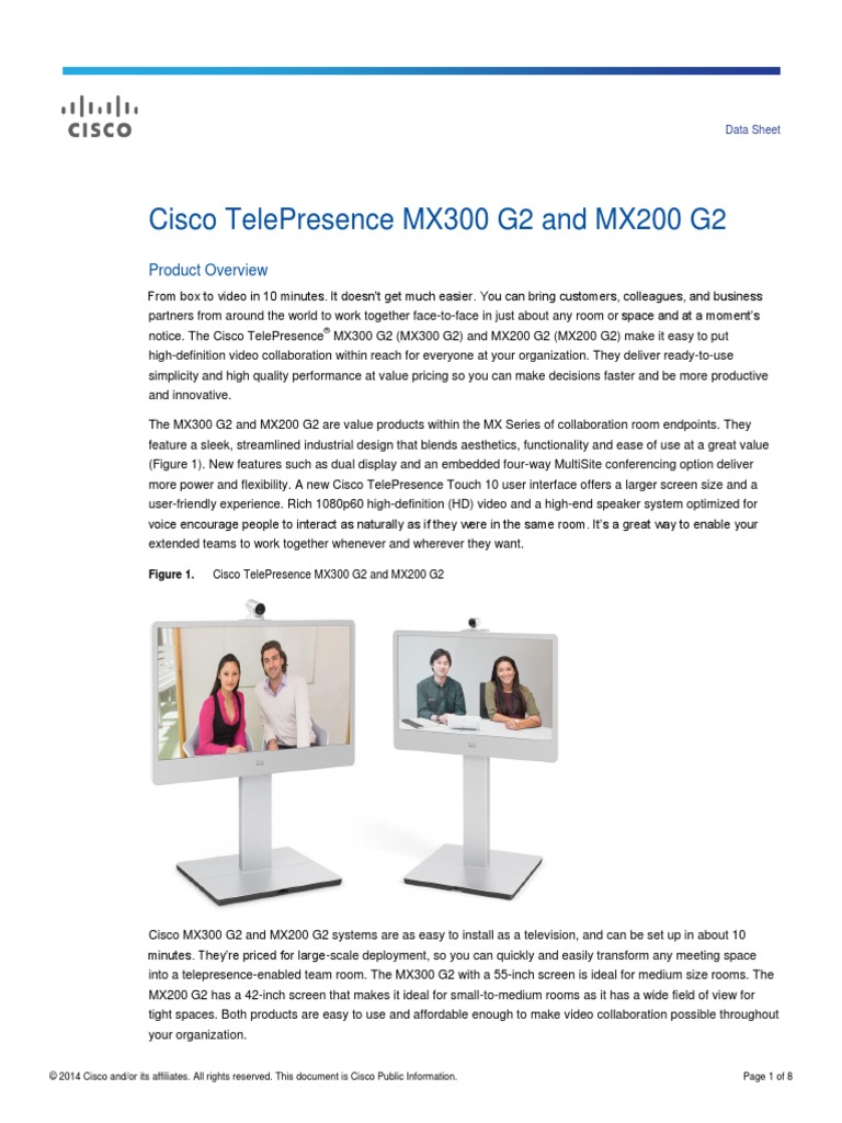 Cisco Telepresence Mx300 G2 and Mx200 G2: Product Overview | PDF | I Pv6 | Quality Of Service