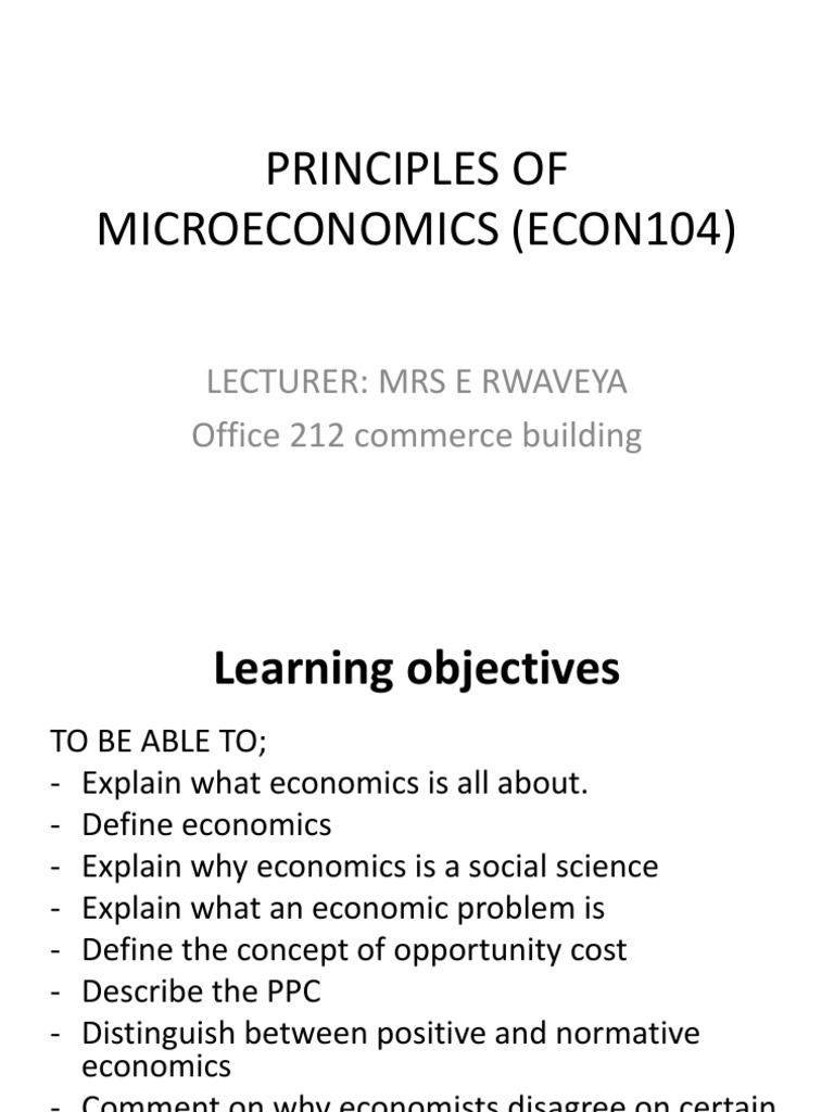 Lec01 Econ104 Introduction To Microeconomics 2019 | PDF | Economic System | Free Market