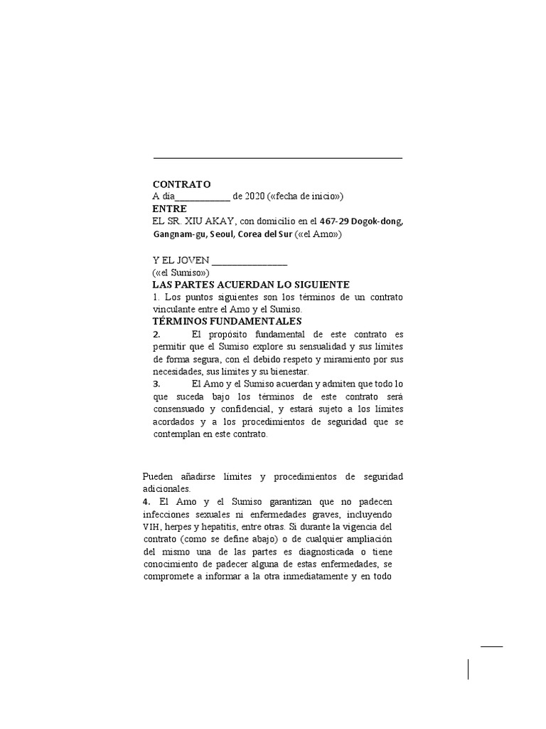 Contrato Entre El Amo Xiu Akay y El Sumiso | PDF | La servidumbre bdsm | Sexualidad