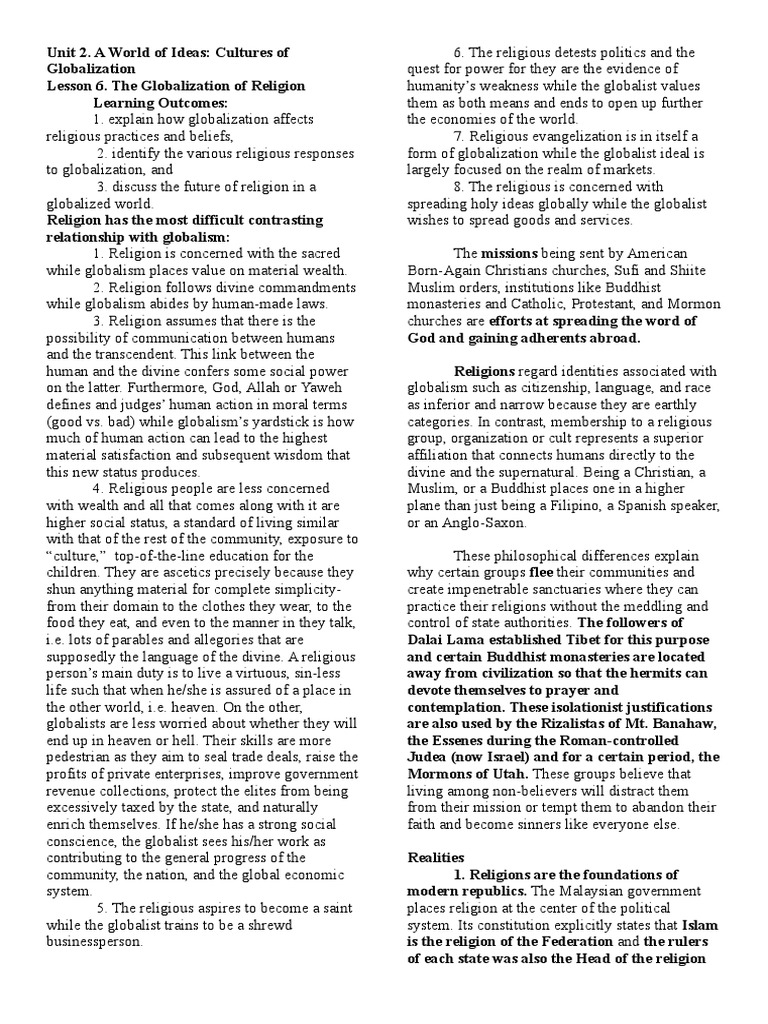 Globalization's Impact on Religion | PDF | Islamic State Of Iraq And ...