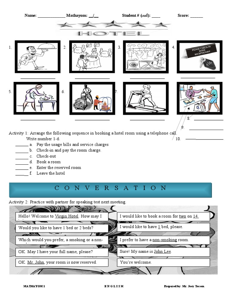 C O N V E R S A T I O N: Name: - Mathayom: - / - Student # (Score | PDF