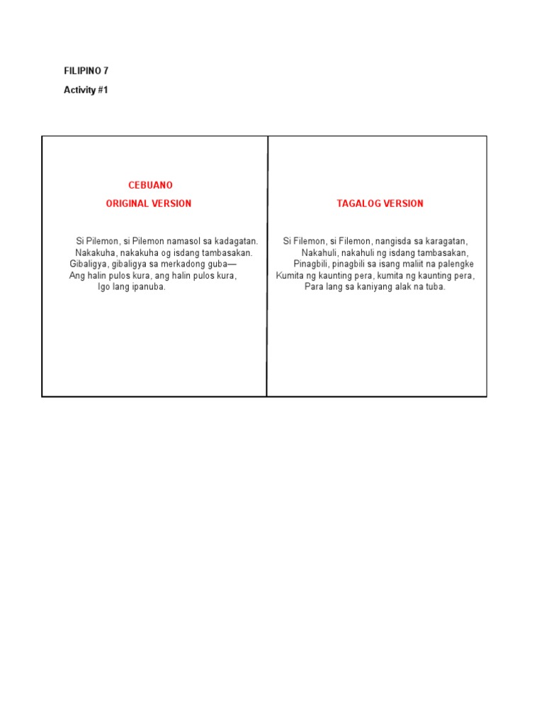 FILIPINO 7 Awiting Bayan | PDF