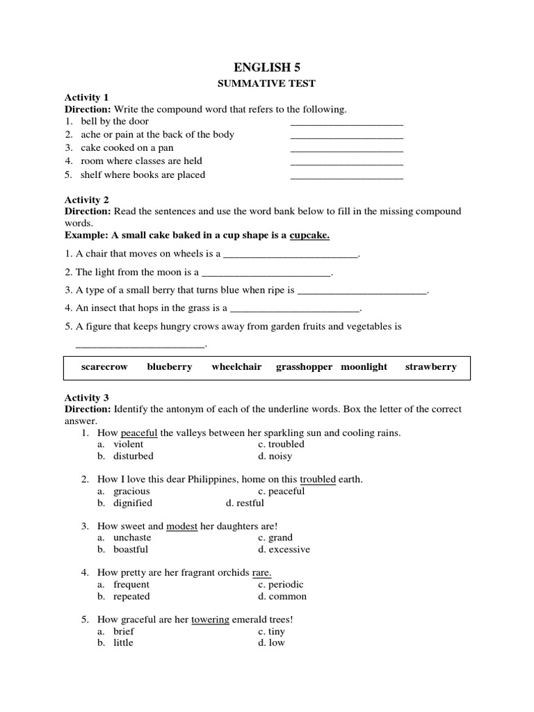 Grade 5 Summative Test PDF | PDF | Nature