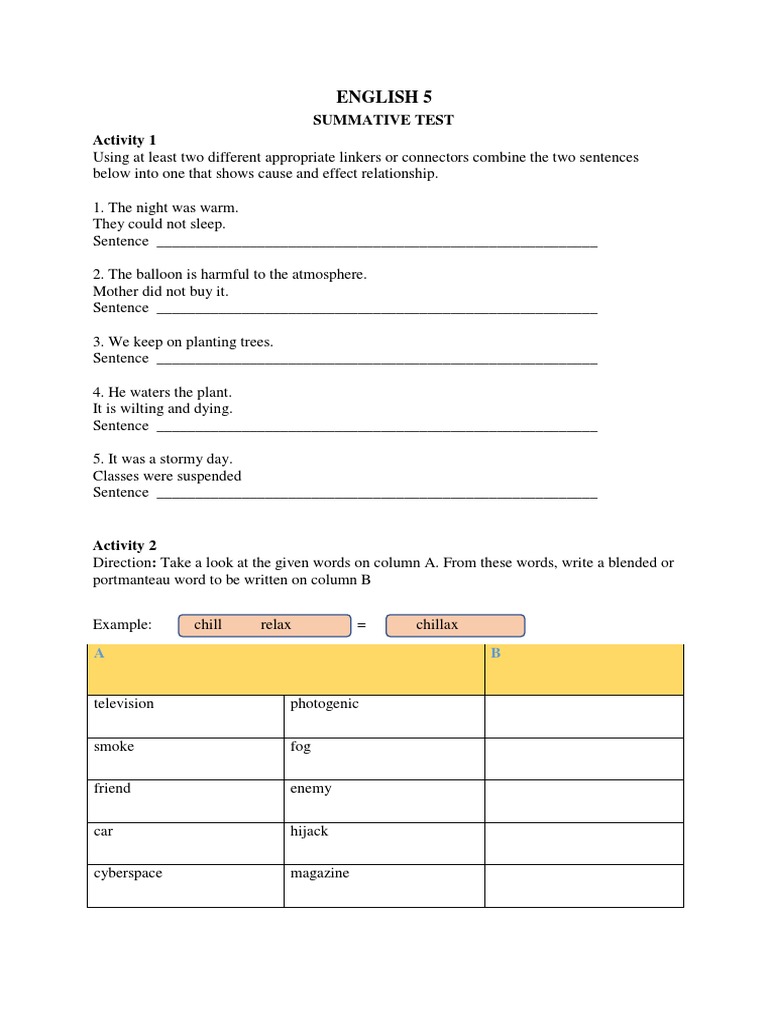 Grade 5 Summative Test 2 PDF | PDF