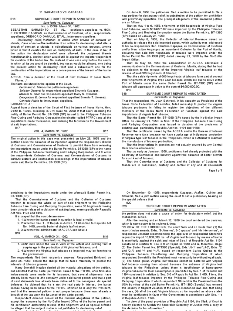 Sarmiento vs. Capapas | PDF | Legal Remedy | Declaratory Judgment