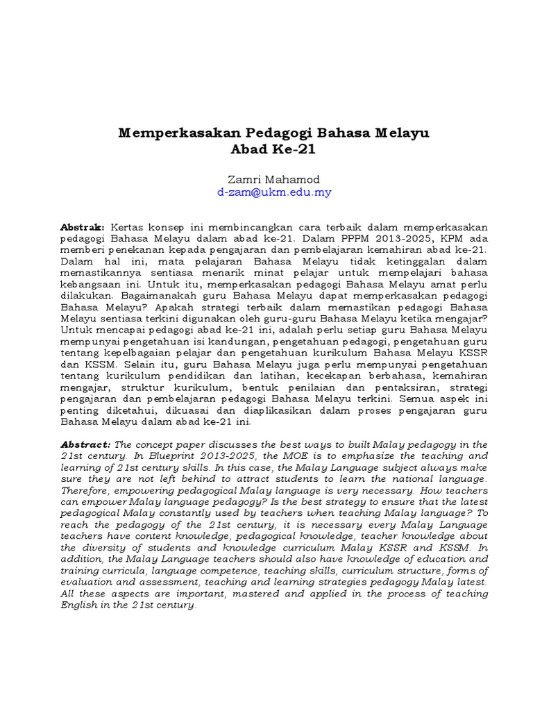 Contoh 3-Pedagogi BM Abad Ke-21 | PDF | Karier & Perkembangan