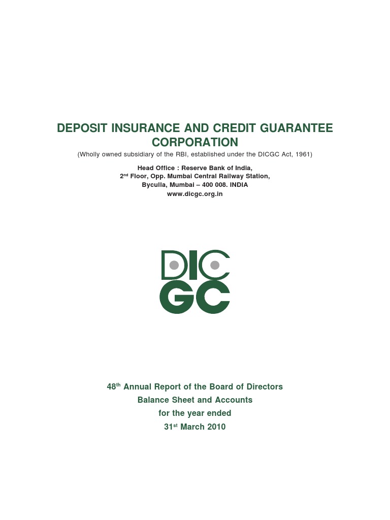 Deposit Insurance and Credit Guarantee Corporation | PDF | Deposit ...