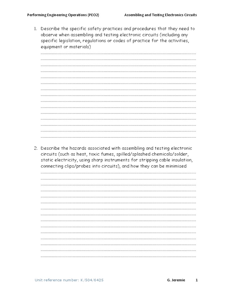 Safety in Electronics Assembly & Testing | PDF | Electronics ...