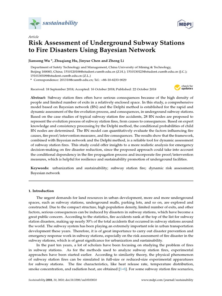 Risk Assessment of Underground Subway Stations To Fire Disasters PDF | PDF