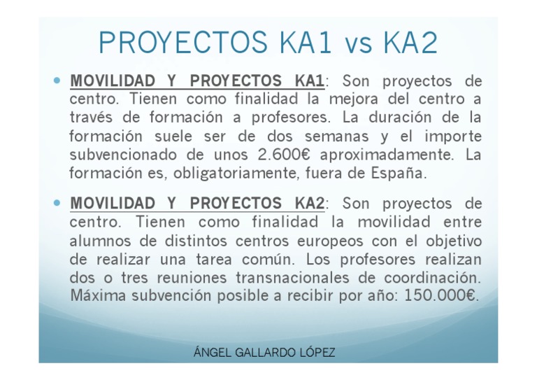 Proyectos KA1 y KA2: Movilidad Educativa | PDF