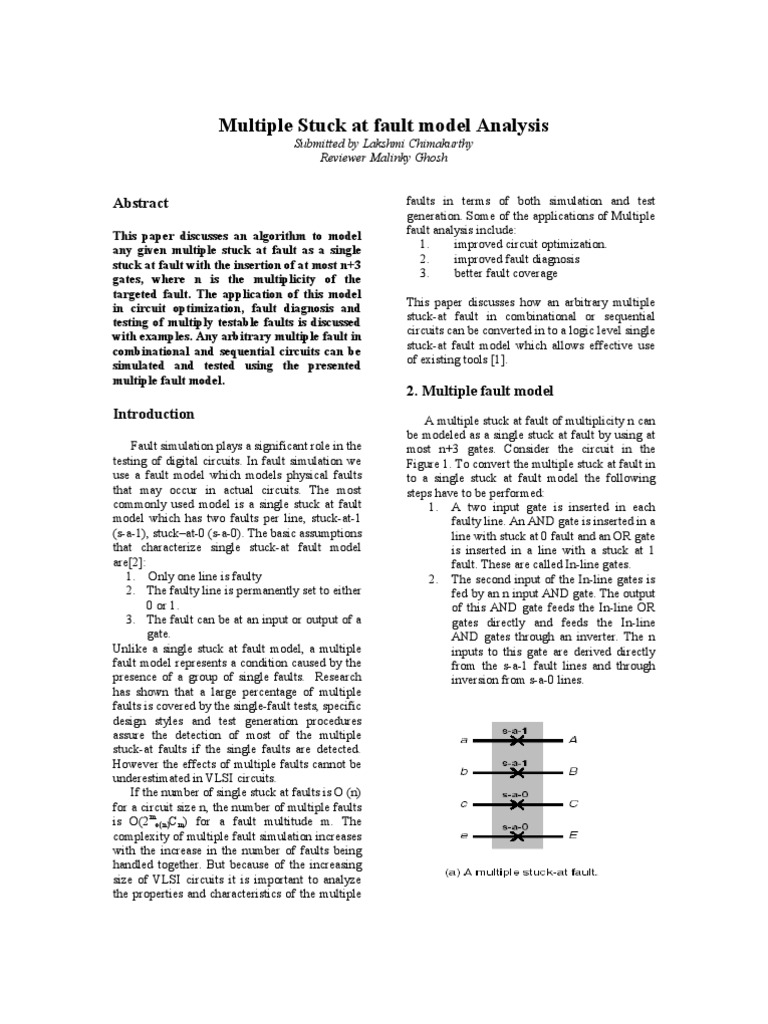 Multiple Stuck at Fault Model Analysis: Submitted by Lakshmi ...